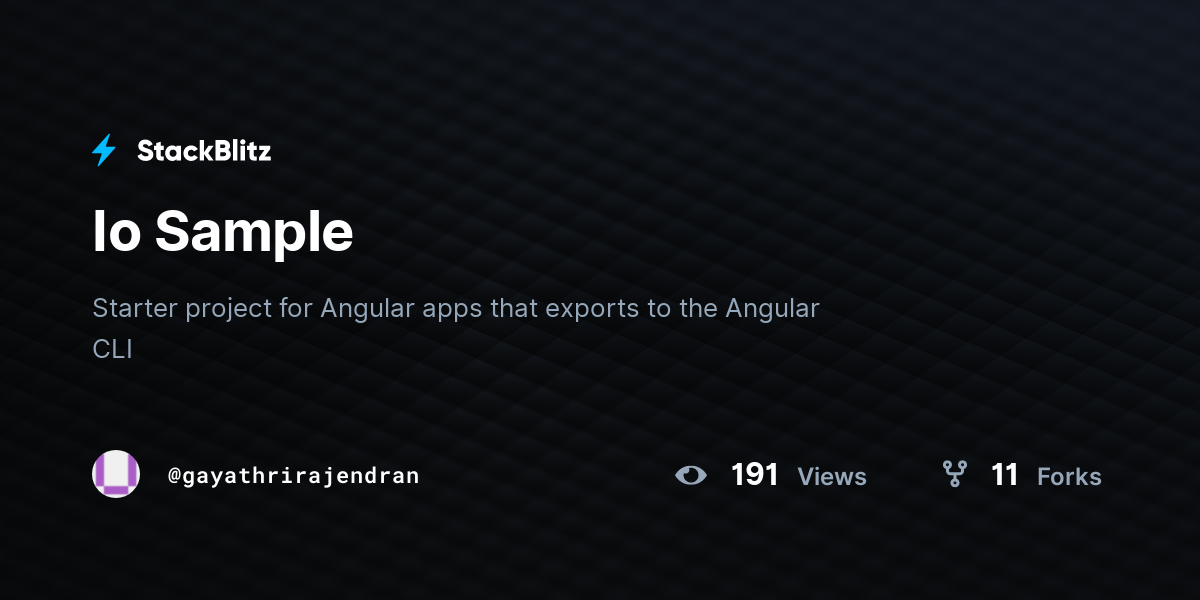 Io Sample - StackBlitz