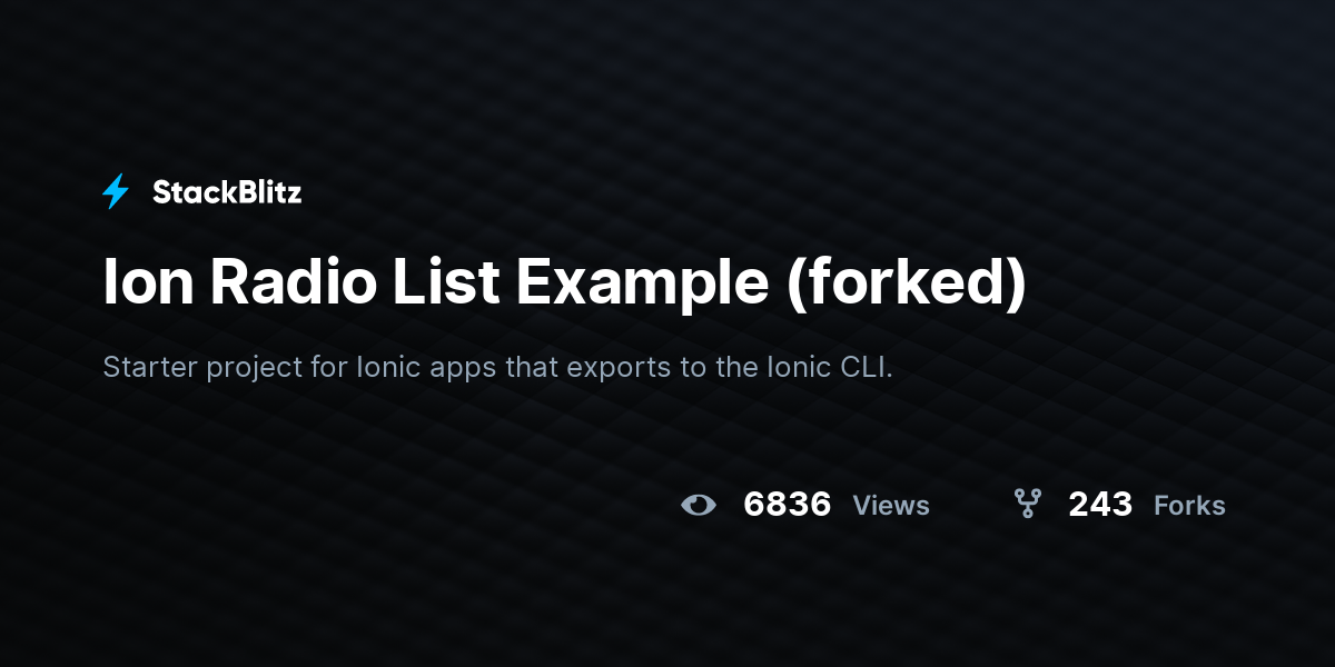 Ion Radio List Example (forked) - StackBlitz