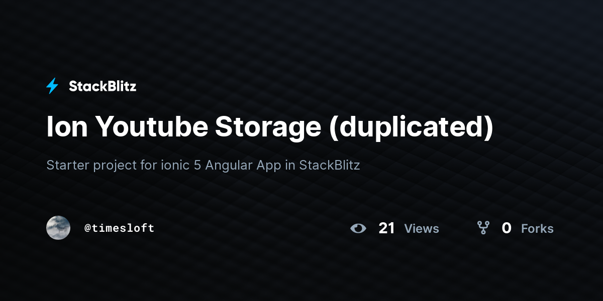 Ion Youtube Storage (duplicated) - StackBlitz