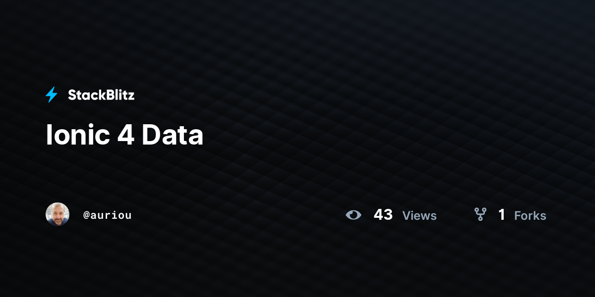 Ionic 4 Data - StackBlitz Ionic 4 Data - StackBlitz