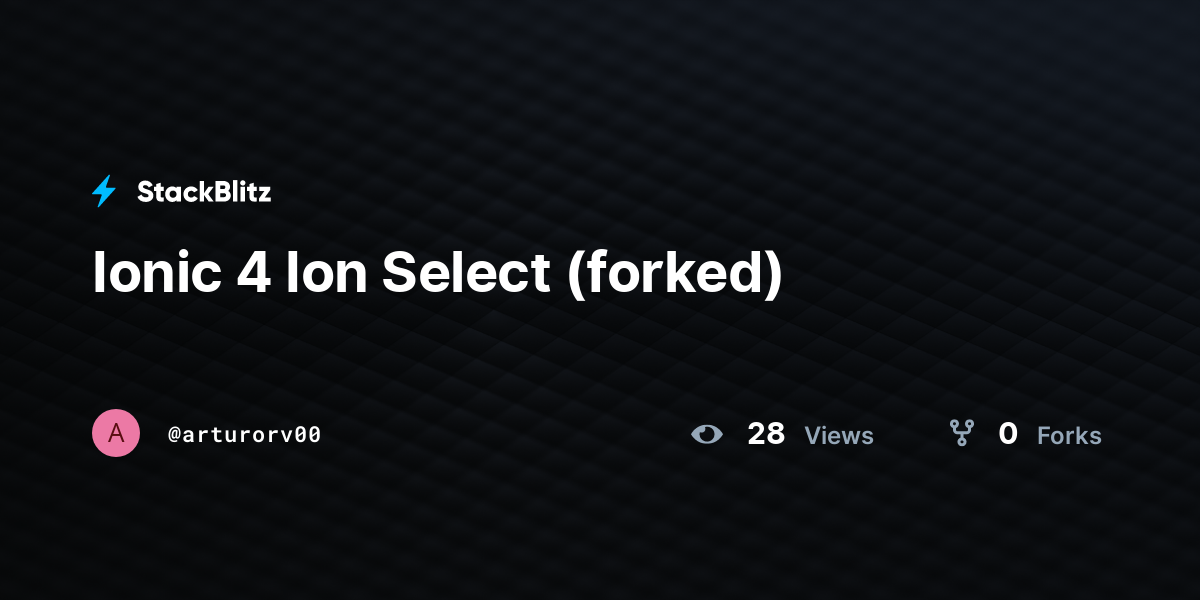 Ionic 4 Ion Select (forked) - StackBlitz Ionic 4 Ion Select (forked) - StackBlitz