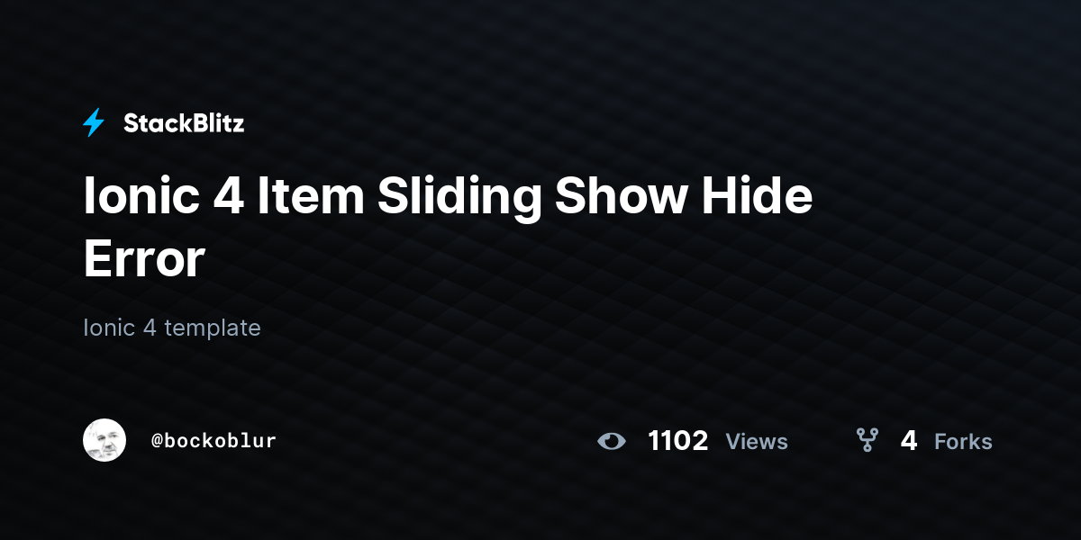Ionic 4 Item Sliding Show Hide Error - StackBlitz Ionic 4 Item Sliding Show Hide Error - StackBlitz