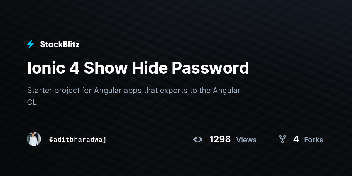 Ionic 4 Show Hide Password - StackBlitz