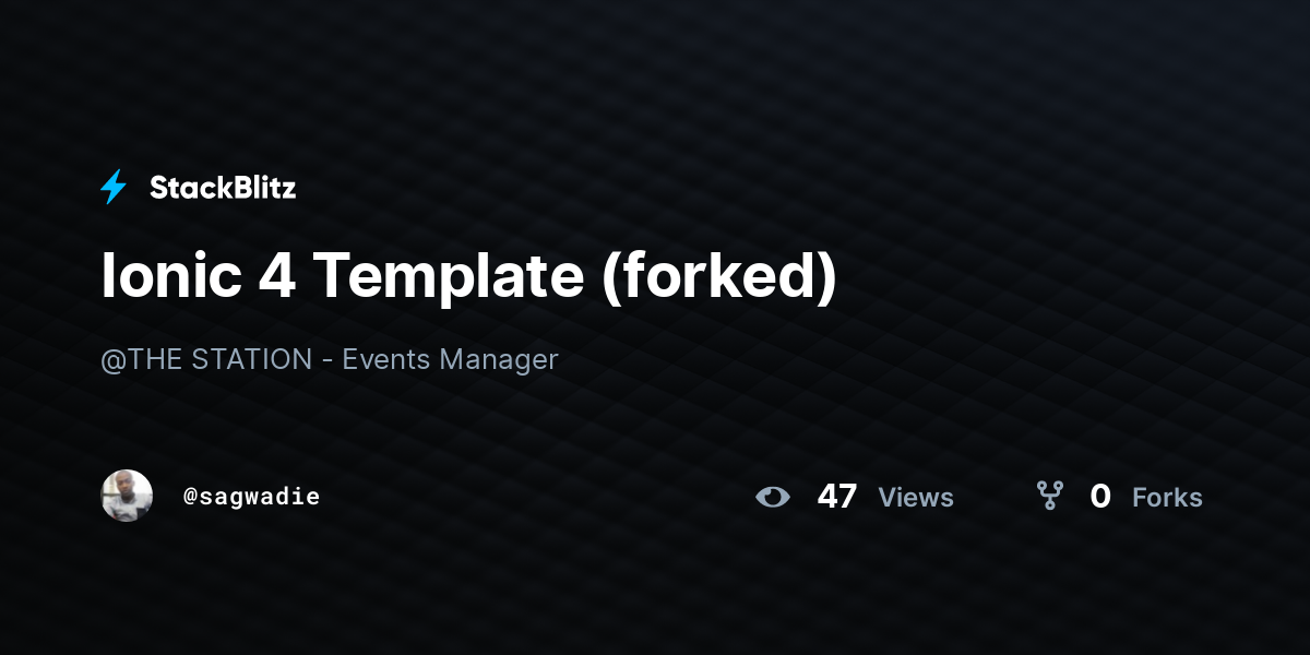 Ionic 4 Template (forked) - StackBlitz
