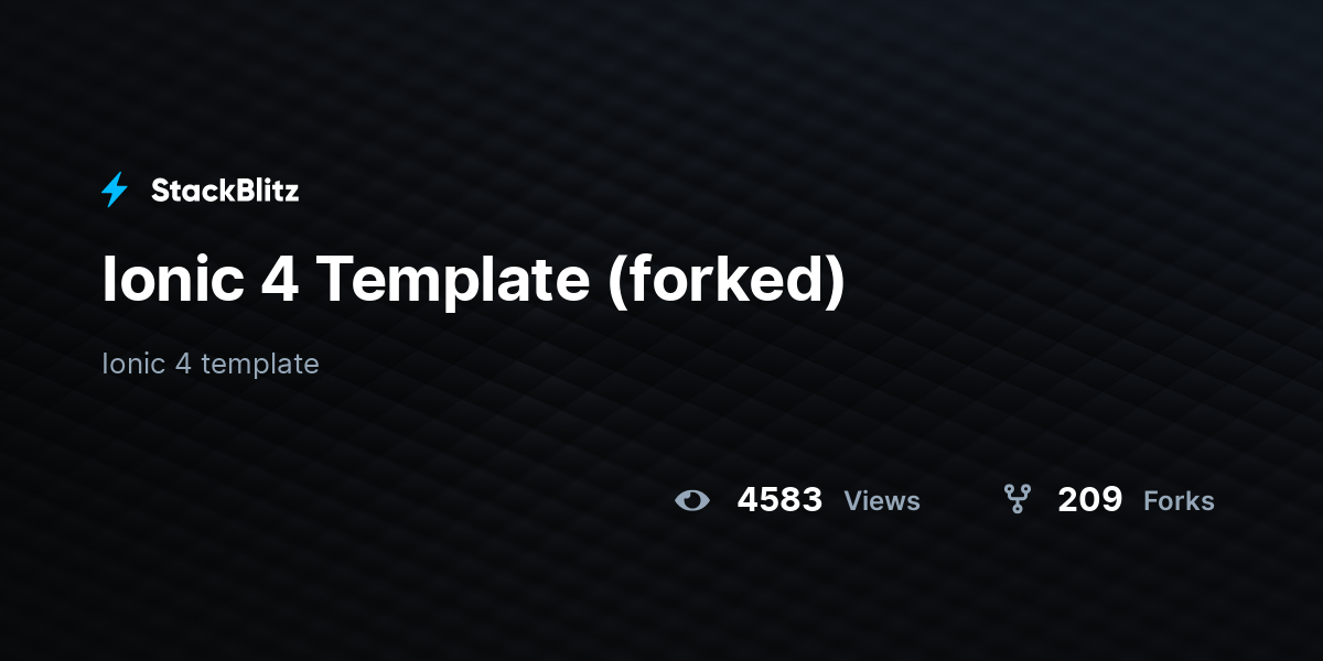 Ionic 4 Template (forked) - StackBlitz