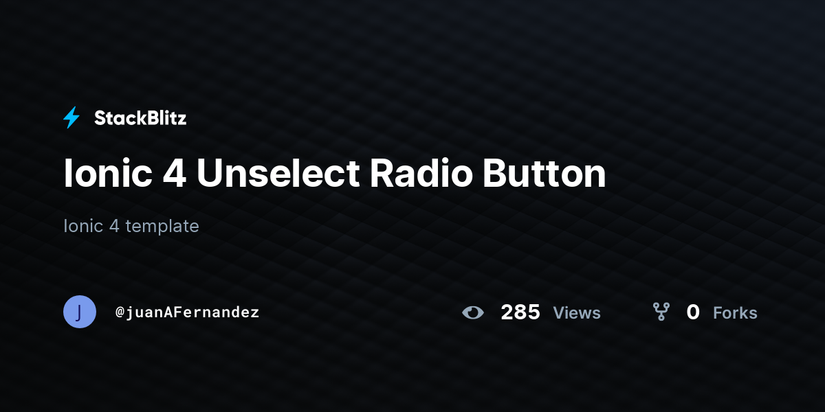 Ionic 4 Unselect Radio Button Stackblitz