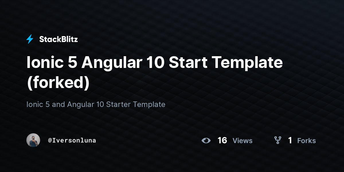 Ionic 5 Angular 10 Start Template (forked) - StackBlitz