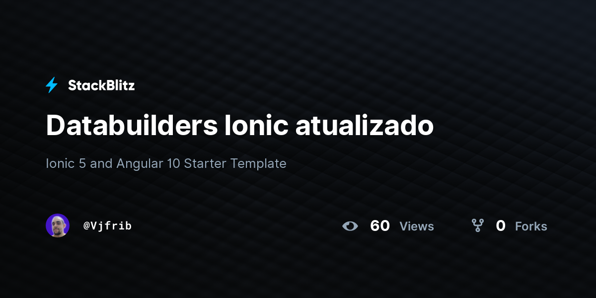 Databuilders Ionic atualizado - StackBlitz