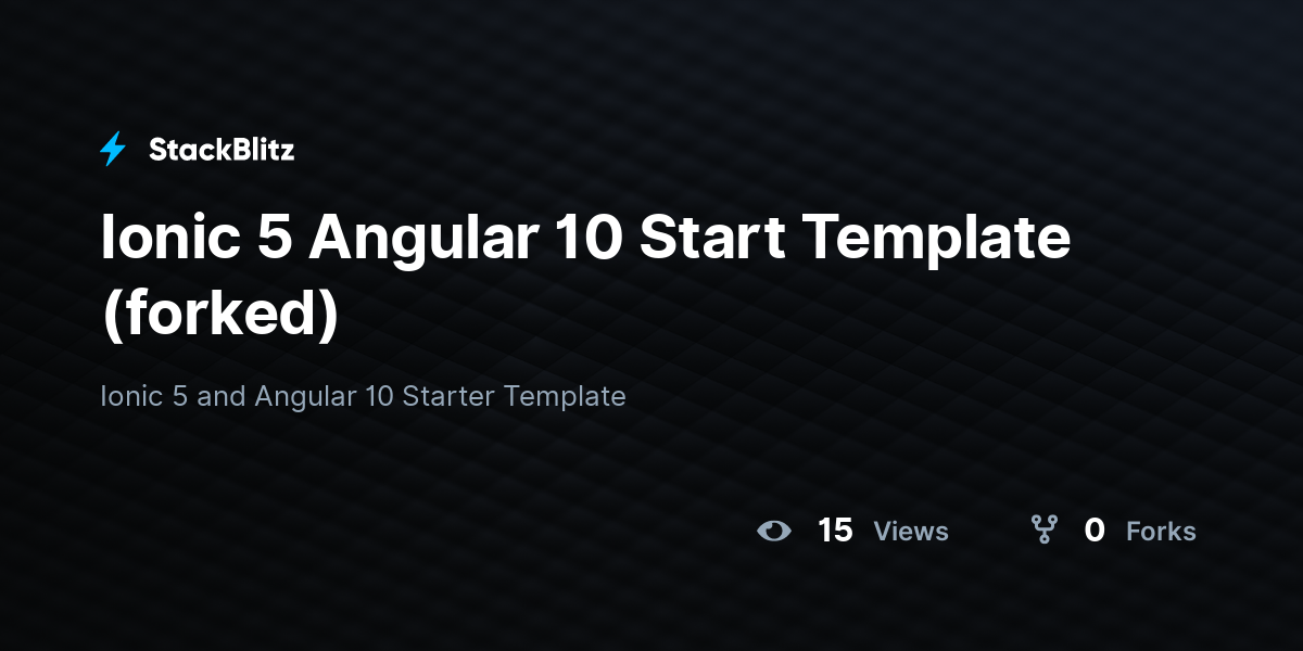 Ionic 5 Angular 10 Start Template (forked) - StackBlitz