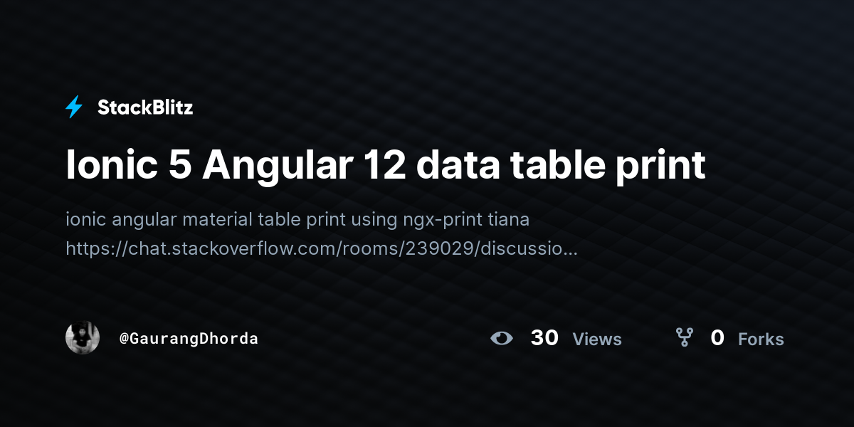 Ionic 5 Angular 12 data table print - StackBlitz