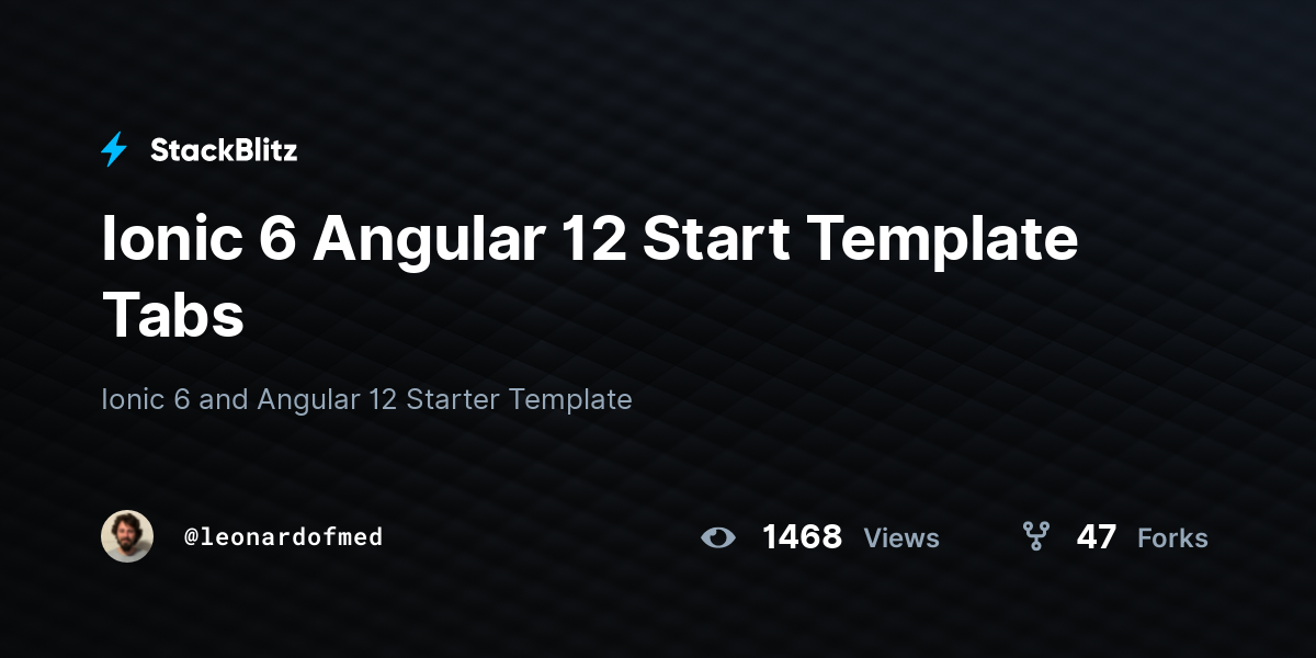 Ionic 6 Angular 12 Start Template Tabs - StackBlitz