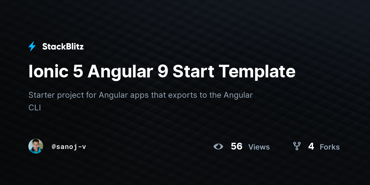 Ionic 5 Angular 9 Start Template - StackBlitz Ionic 5 Angular 9 Start Template - StackBlitz