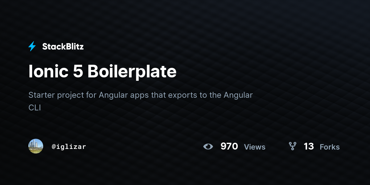 Ionic 5 Boilerplate - StackBlitz