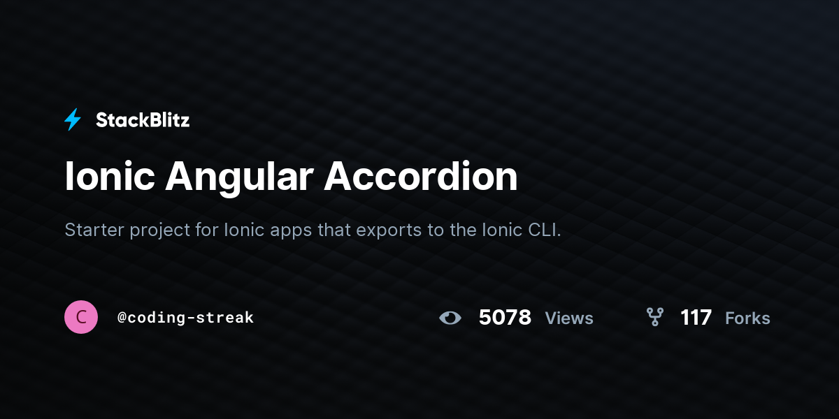 Ionic Angular Accordion - StackBlitz Ionic Angular Accordion - StackBlitz