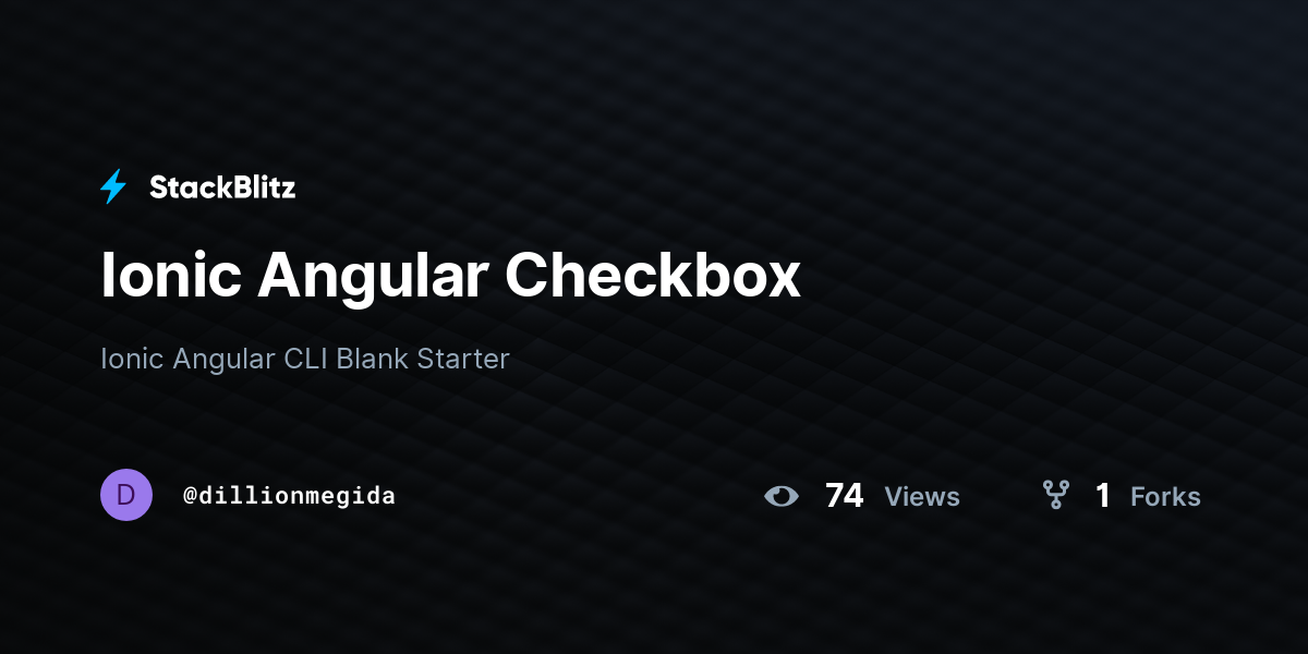 Ionic Angular Checkbox - StackBlitz