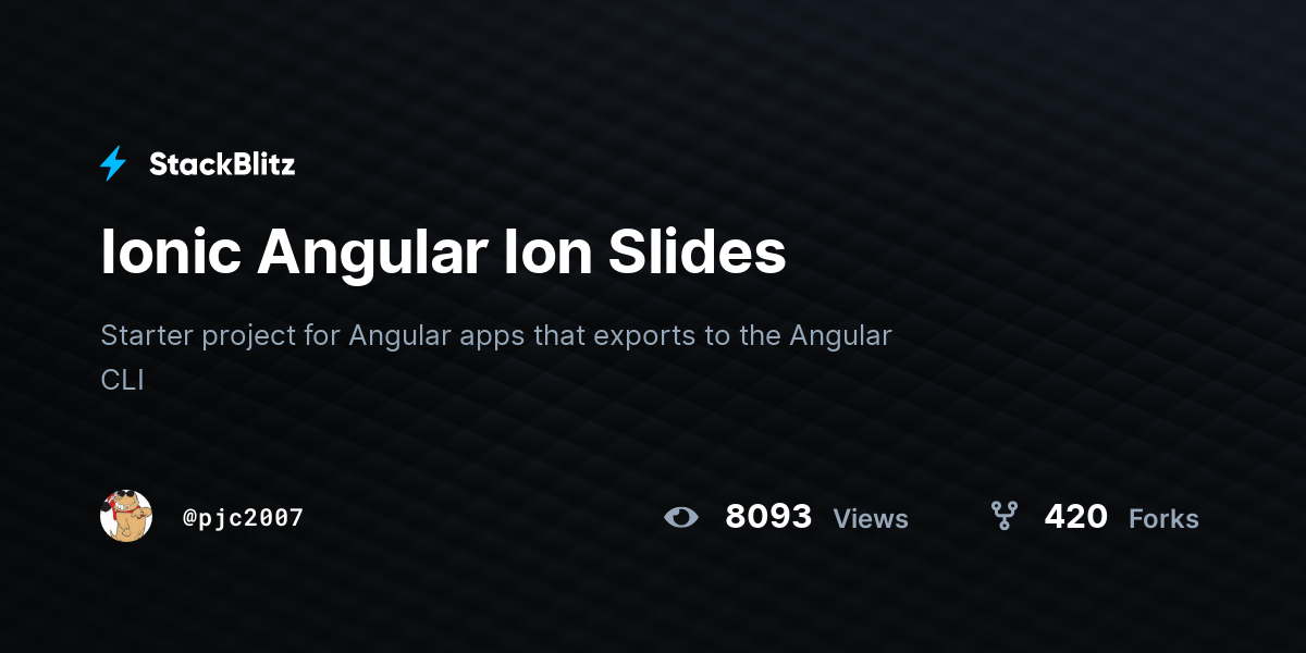 Ionic Angular Ion Slides - StackBlitz Ionic Angular Ion Slides - StackBlitz