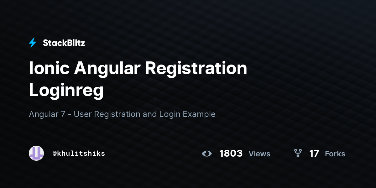 Ionic Angular Registration Loginreg Stackblitz
