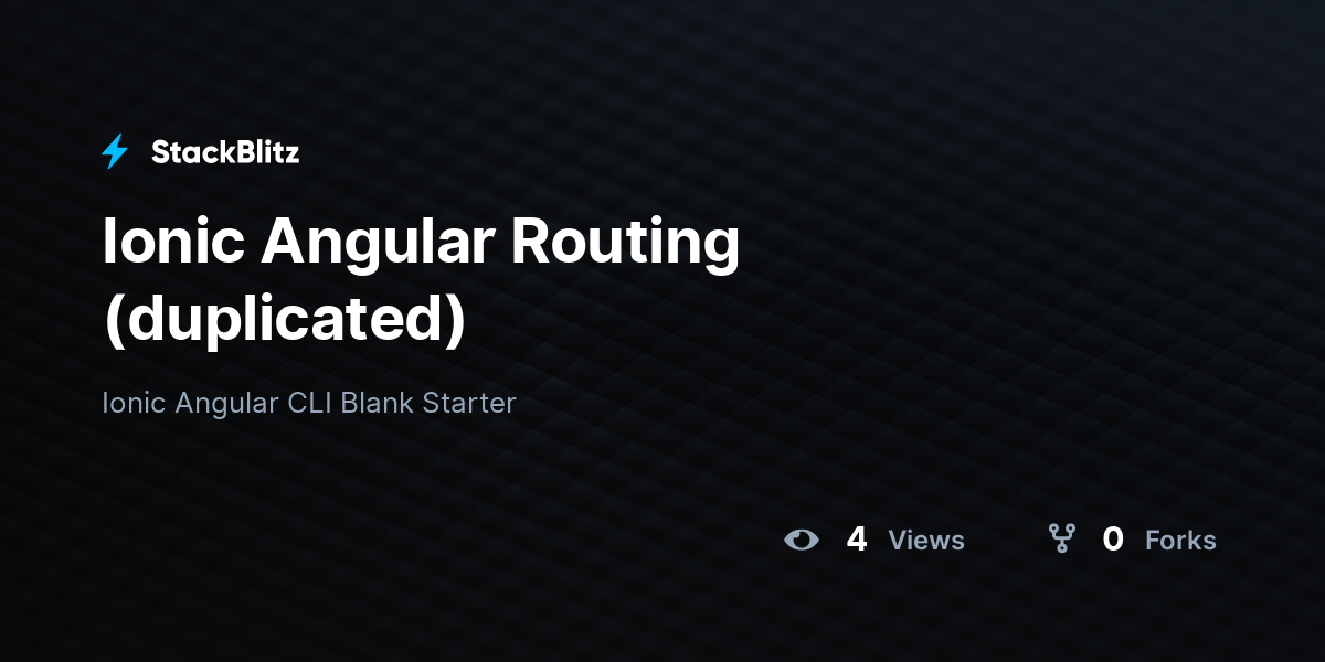 Ionic Angular Routing (duplicated) - StackBlitz