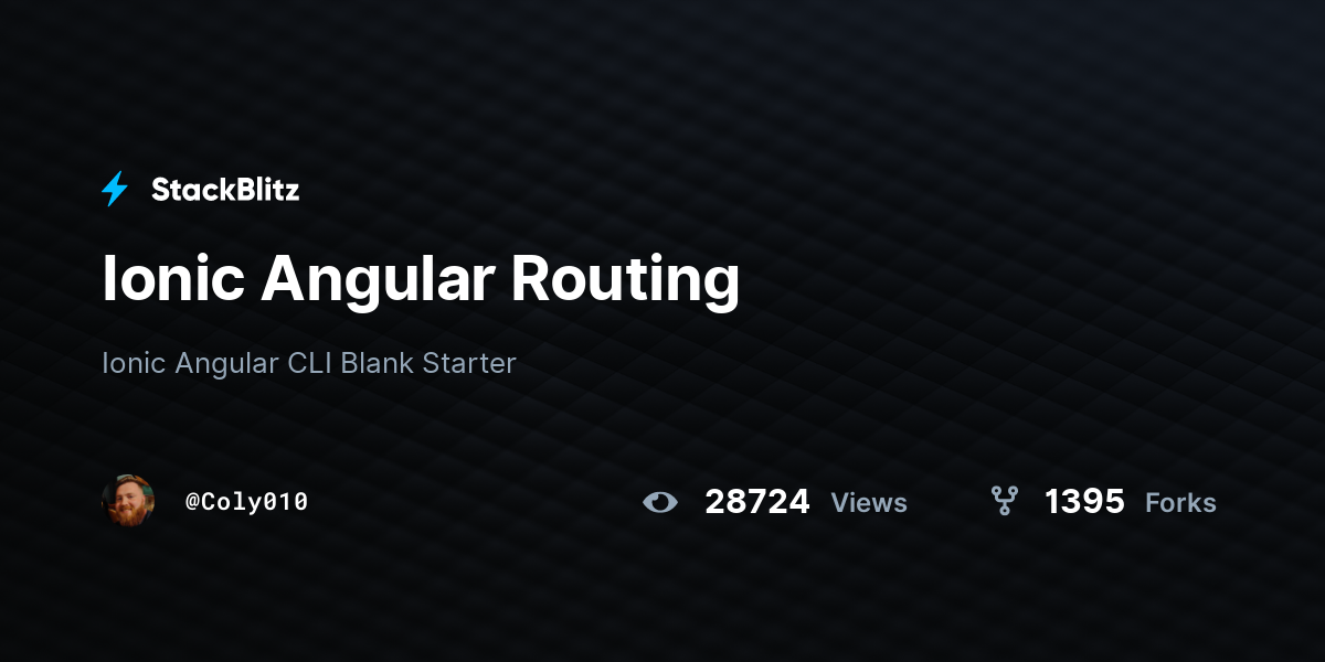 Ionic Angular Routing - StackBlitz