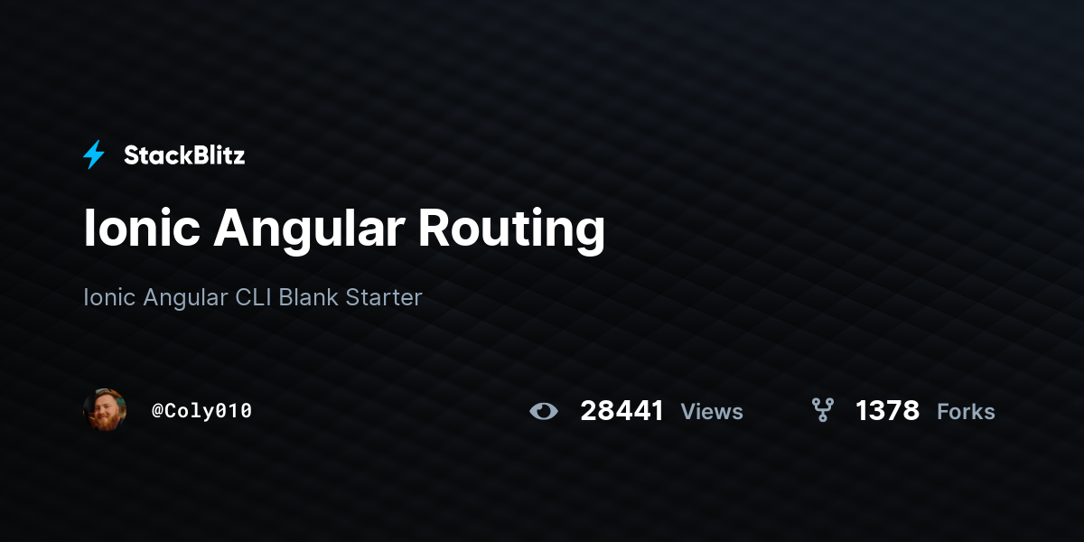 Ionic Angular Routing - StackBlitz Ionic Angular Routing - StackBlitz