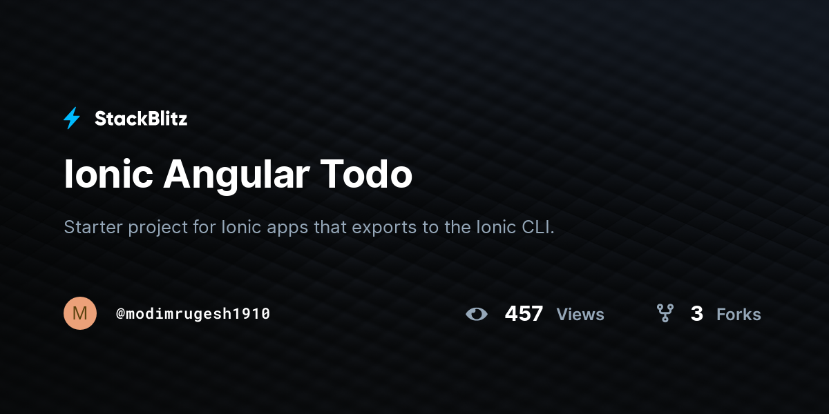 Ionic Angular Todo - StackBlitz