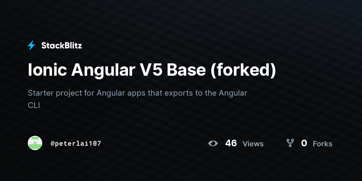 Ionic Angular V5 Base (forked) - StackBlitz Ionic Angular V5 Base (forked) - StackBlitz