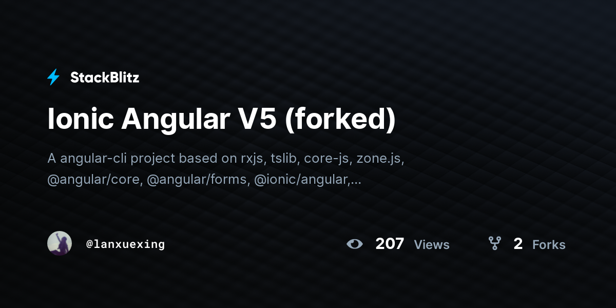 Ionic Angular V5 (forked) - StackBlitz