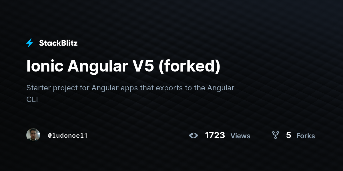 Ionic Angular V5 (forked) - StackBlitz Ionic Angular V5 (forked) - StackBlitz