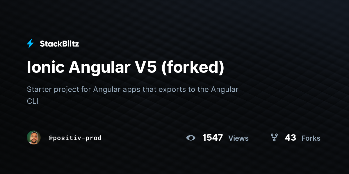Ionic Angular V5 (forked) - StackBlitz