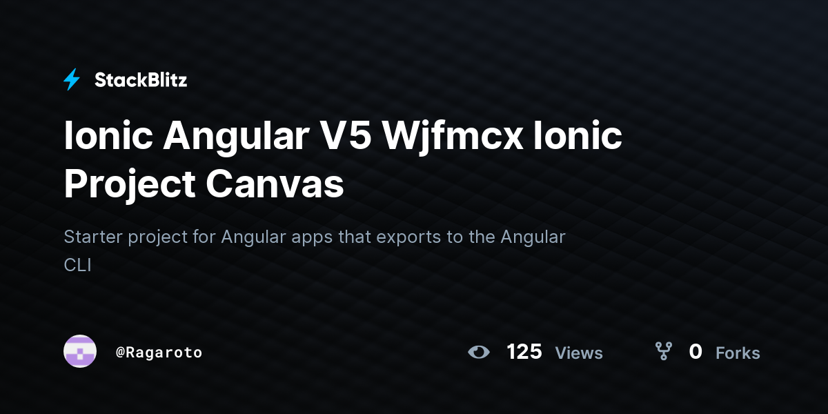 Ionic Angular V5 Wjfmcx Ionic Project Canvas - StackBlitz Ionic Angular V5 Wjfmcx Ionic Project Canvas - StackBlitz