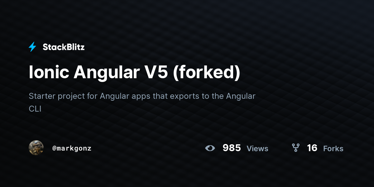 Ionic Angular V5 (forked) - StackBlitz Ionic Angular V5 (forked) - StackBlitz