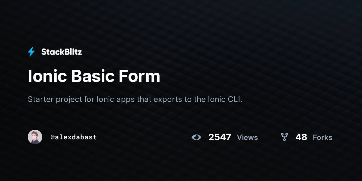 Ionic Basic Form - StackBlitz