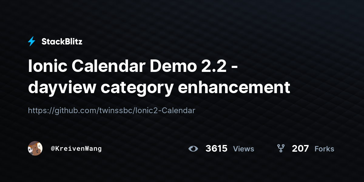 Ionic Calendar Demo 2.2 - dayview category enhancement - StackBlitz