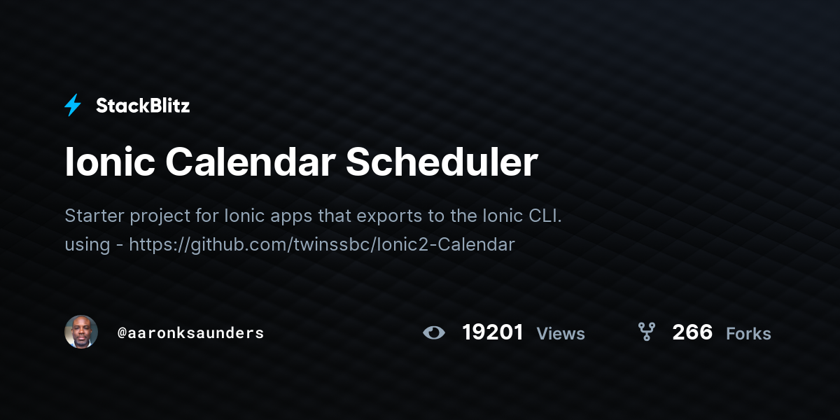 Ionic Calendar Scheduler - StackBlitz