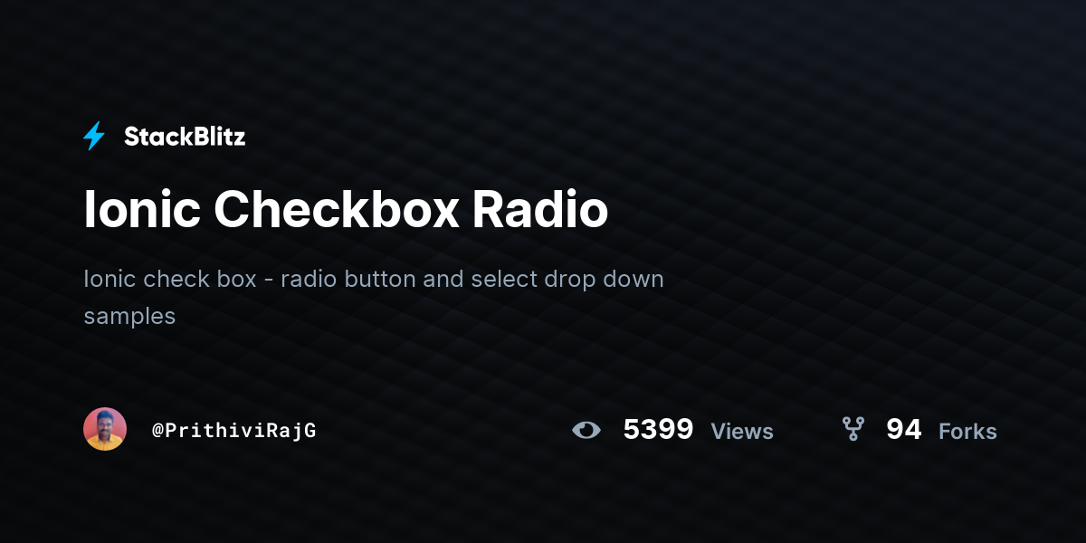 Ionic Checkbox Radio - StackBlitz