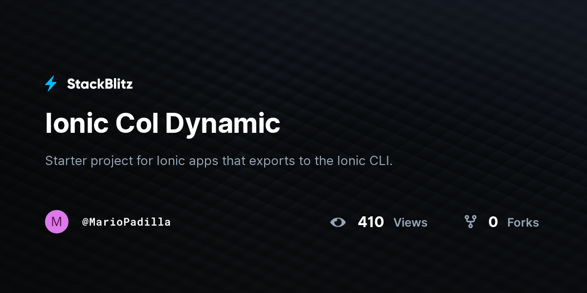 Ionic Col Dynamic - StackBlitz