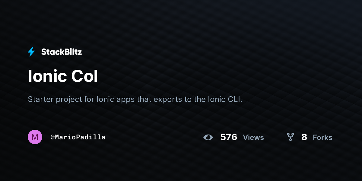 Ionic Col - StackBlitz