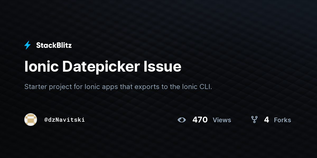 Ionic Datepicker Issue Stackblitz