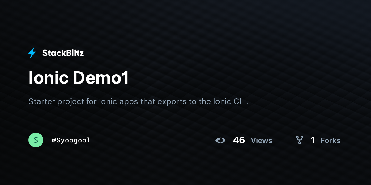 Ionic Demo1 - StackBlitz