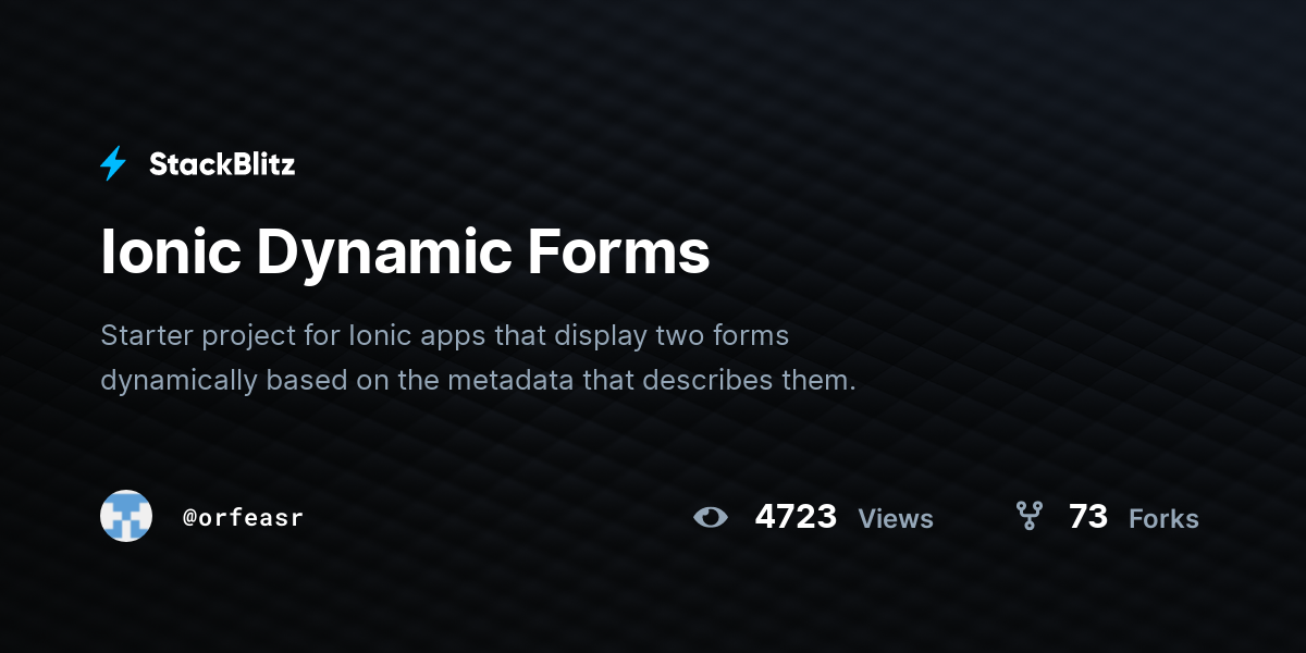 Ionic Dynamic Forms - StackBlitz