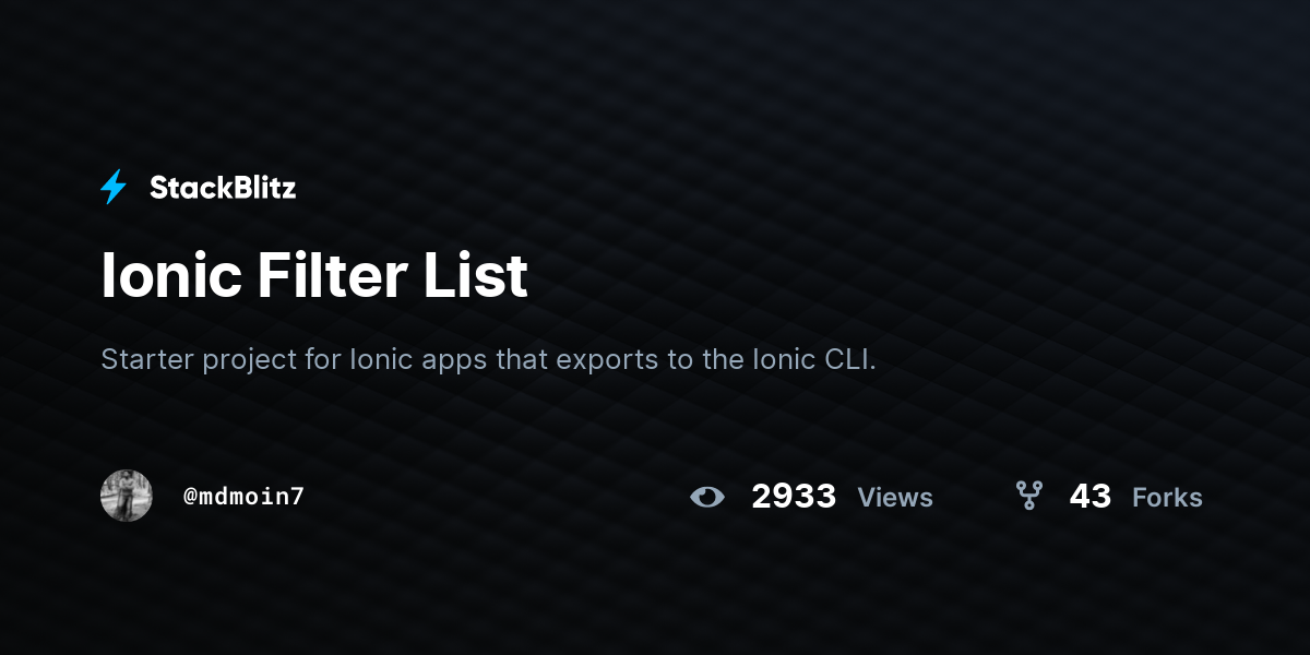 Ionic Filter List - StackBlitz