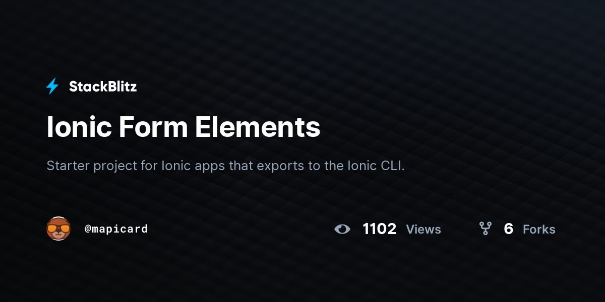 Ionic Form Elements - StackBlitz