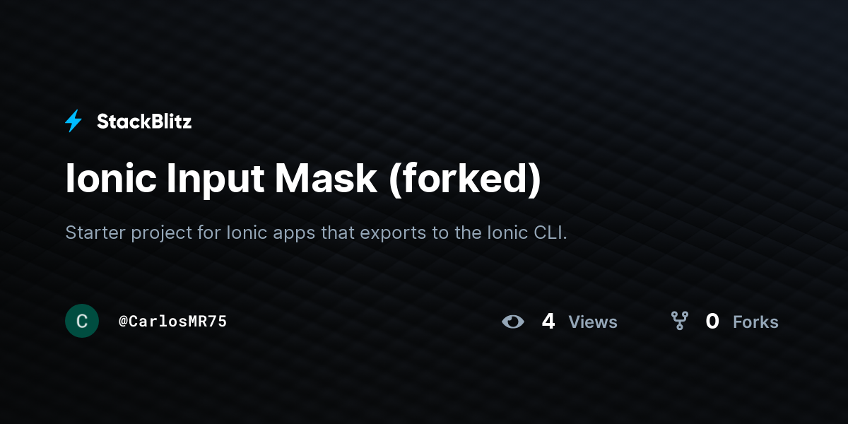 Ionic Input Mask (forked) - StackBlitz Ionic Input Mask (forked) - StackBlitz