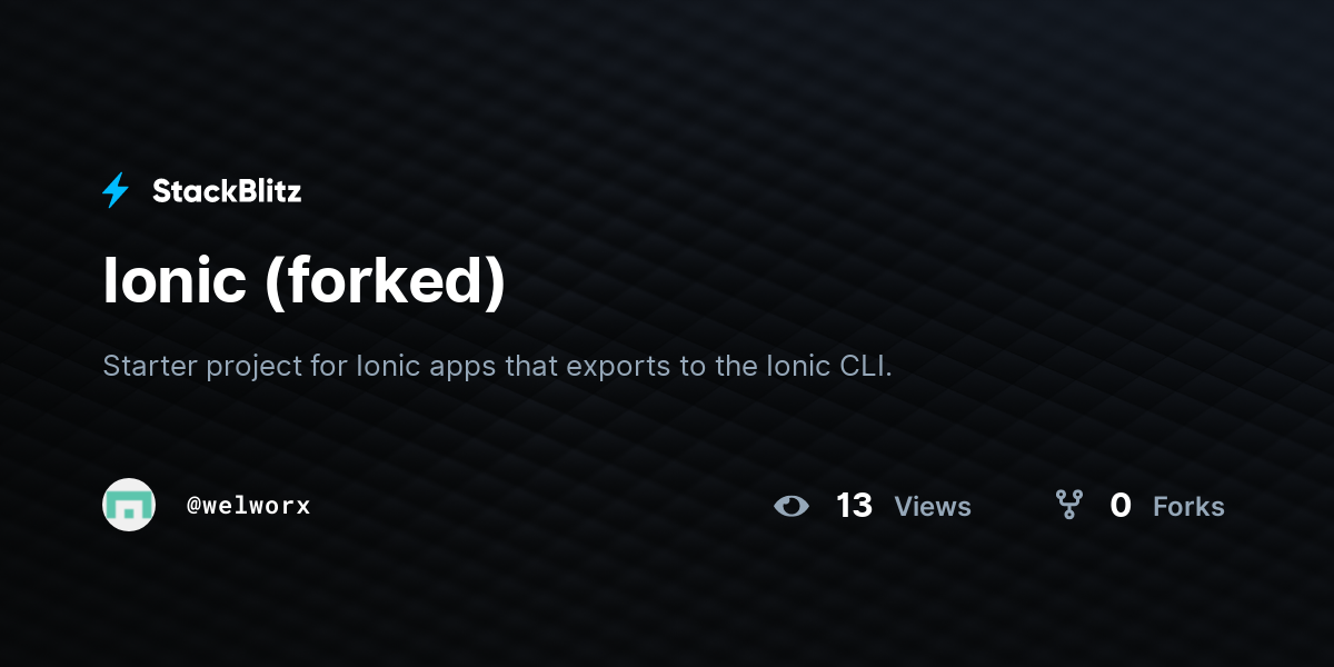 Ionic Forked Stackblitz