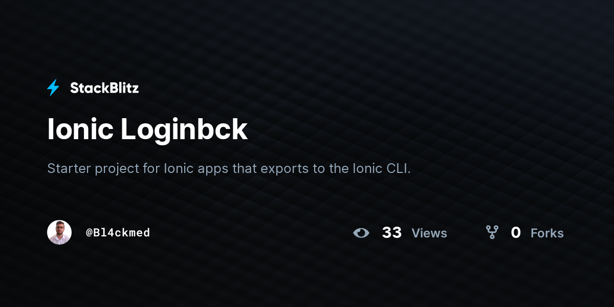 Ionic Loginbck - StackBlitz