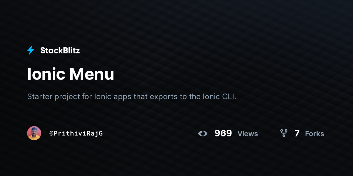 Ionic Menu Stackblitz