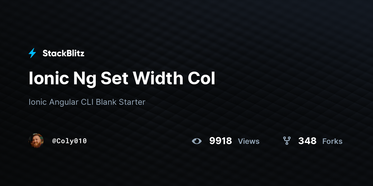 Ionic Ng Set Width Col - StackBlitz