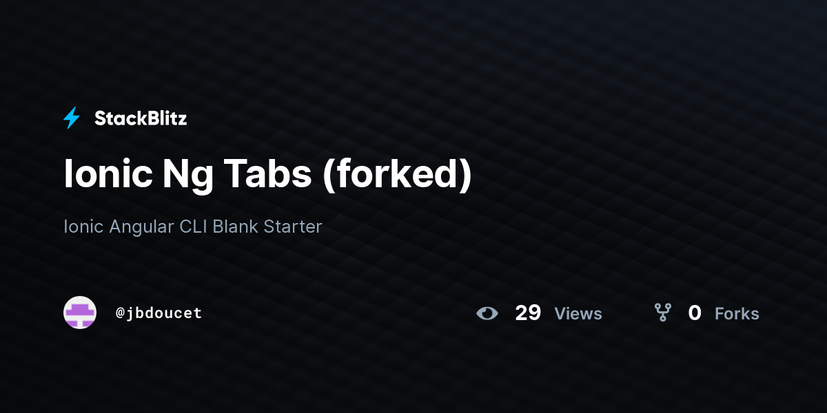 Ionic Ng Tabs (forked) - StackBlitz