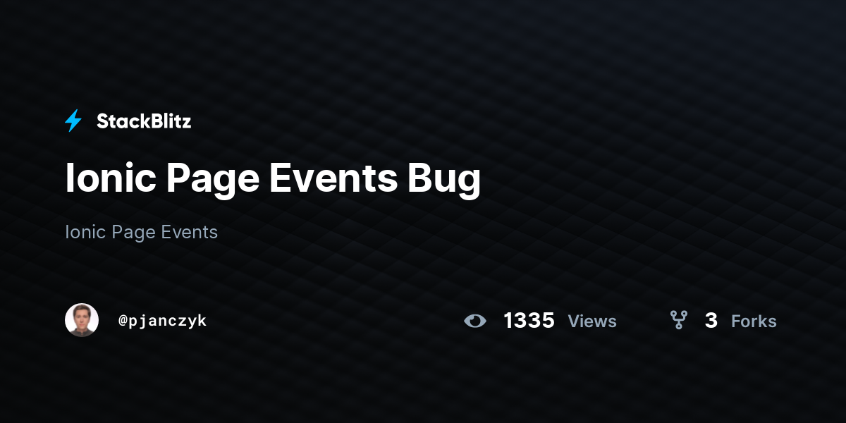 Ionic Page Events Bug - StackBlitz