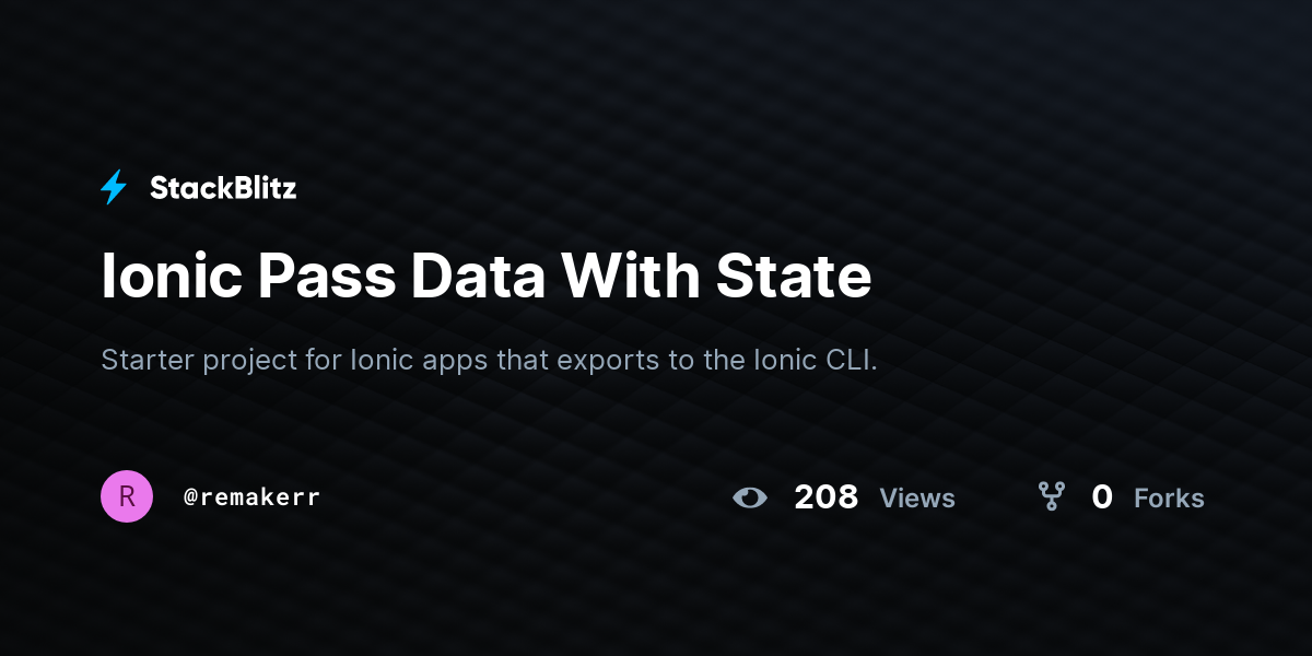 Ionic Pass Data With State - StackBlitz